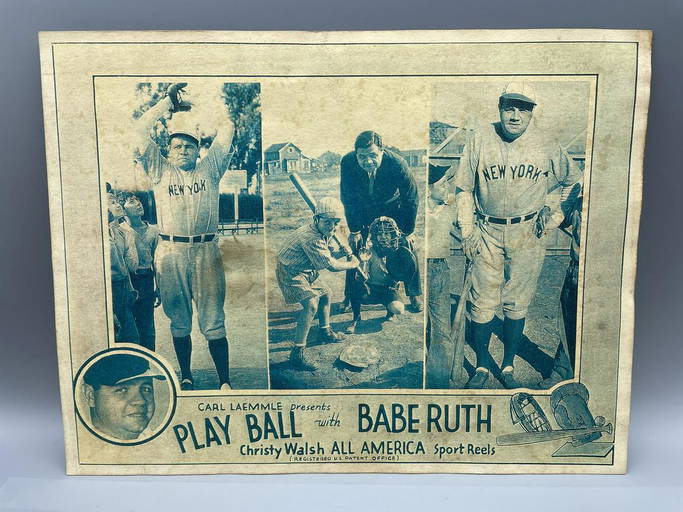 1920 Play Ball With Babe Ruth Movie Lobby Photo Card Approx 9.75" X 7.5 ...
