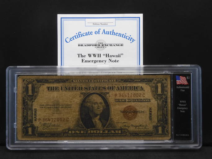 1935 A Wwii Hawaii Emergency Issue Note With Coa. Authenticated And ...