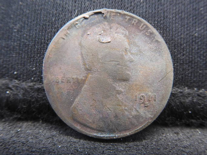 1911 S Wheat Penny Semi Key Date Lamination Issue