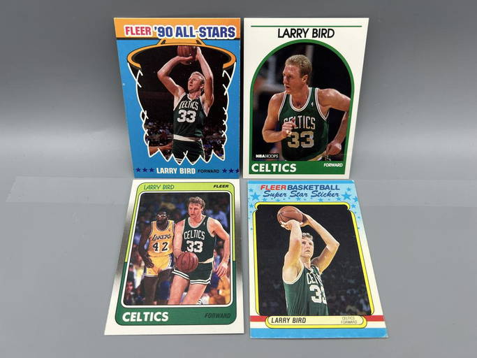 Lot Of (4) Assorted Larry Bird Basketball Cards Varying Conditions