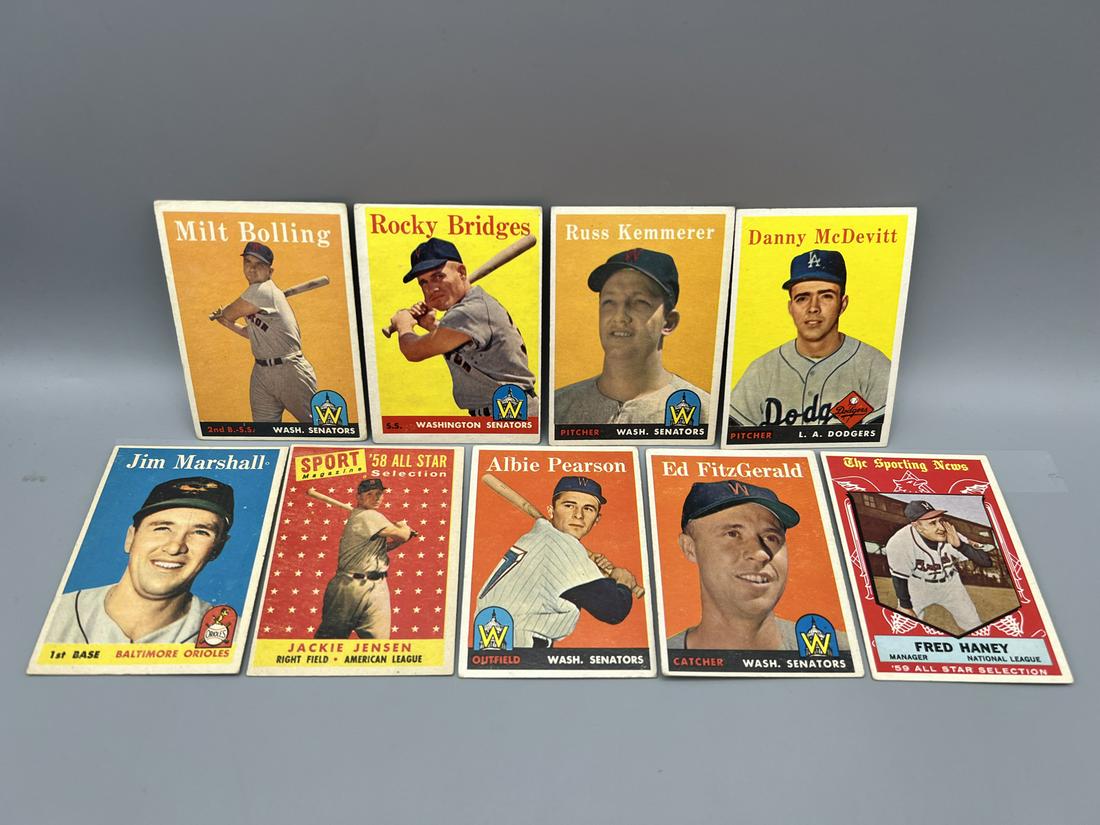 Lot of (9) Assorted 1958 & 1959 Topps Baseball Cards - Varying ...