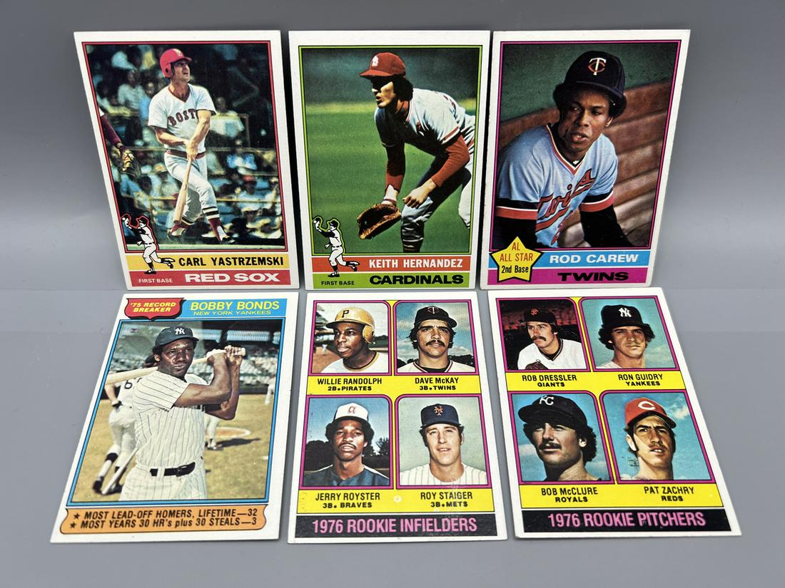Lot of (6) 1976 Topps Baseball Star Player Cards - Varying Conditions ...