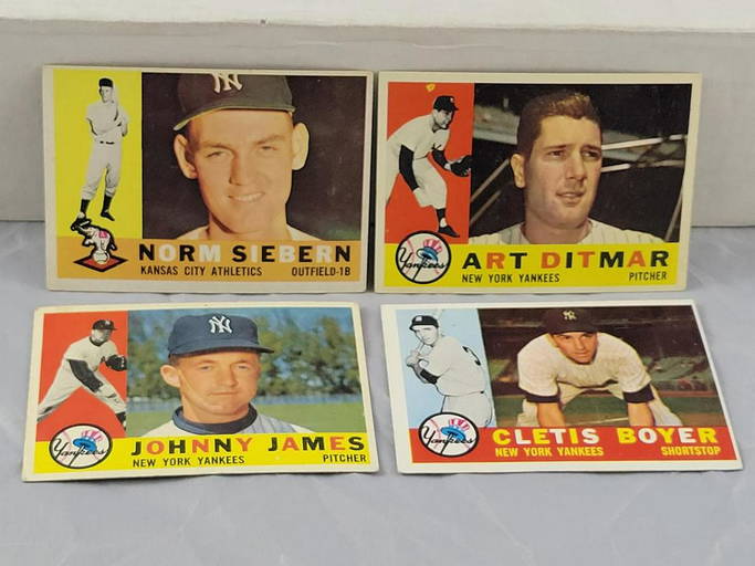 1960 Topps Baseball Yankees 4 Card Lot