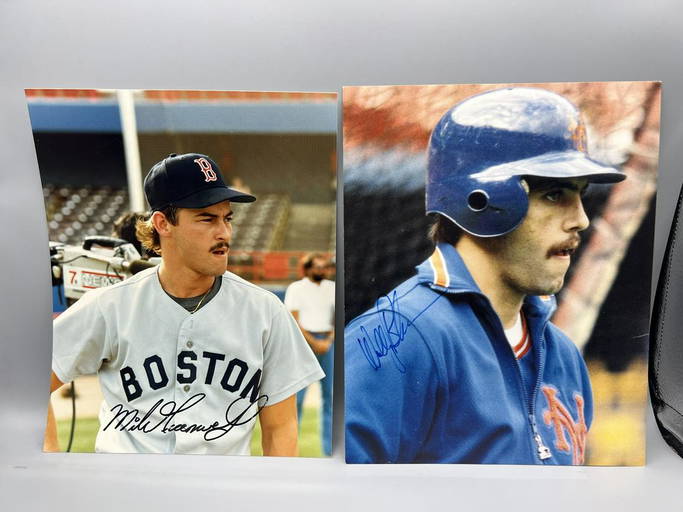 Mike Greenwell & Wally Backman Signed Photos No Coa