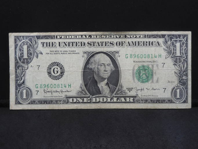 Joseph W. Barr $1.00 Federal Reserve Note Bank Of Chicago