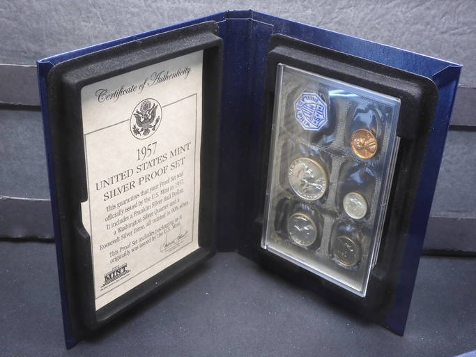 1957 Proof Set In First Commemorative Holder Includes Three 90% Silver ...