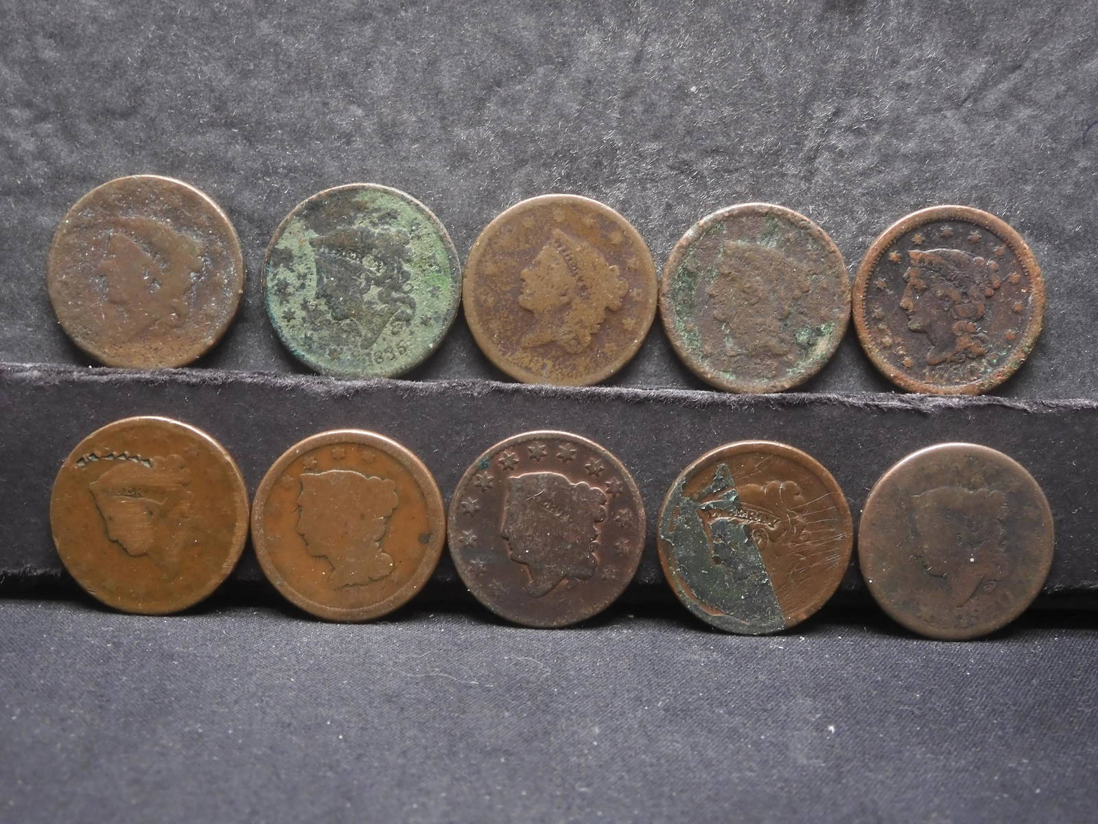 10 Cull Large Cents. Auction
