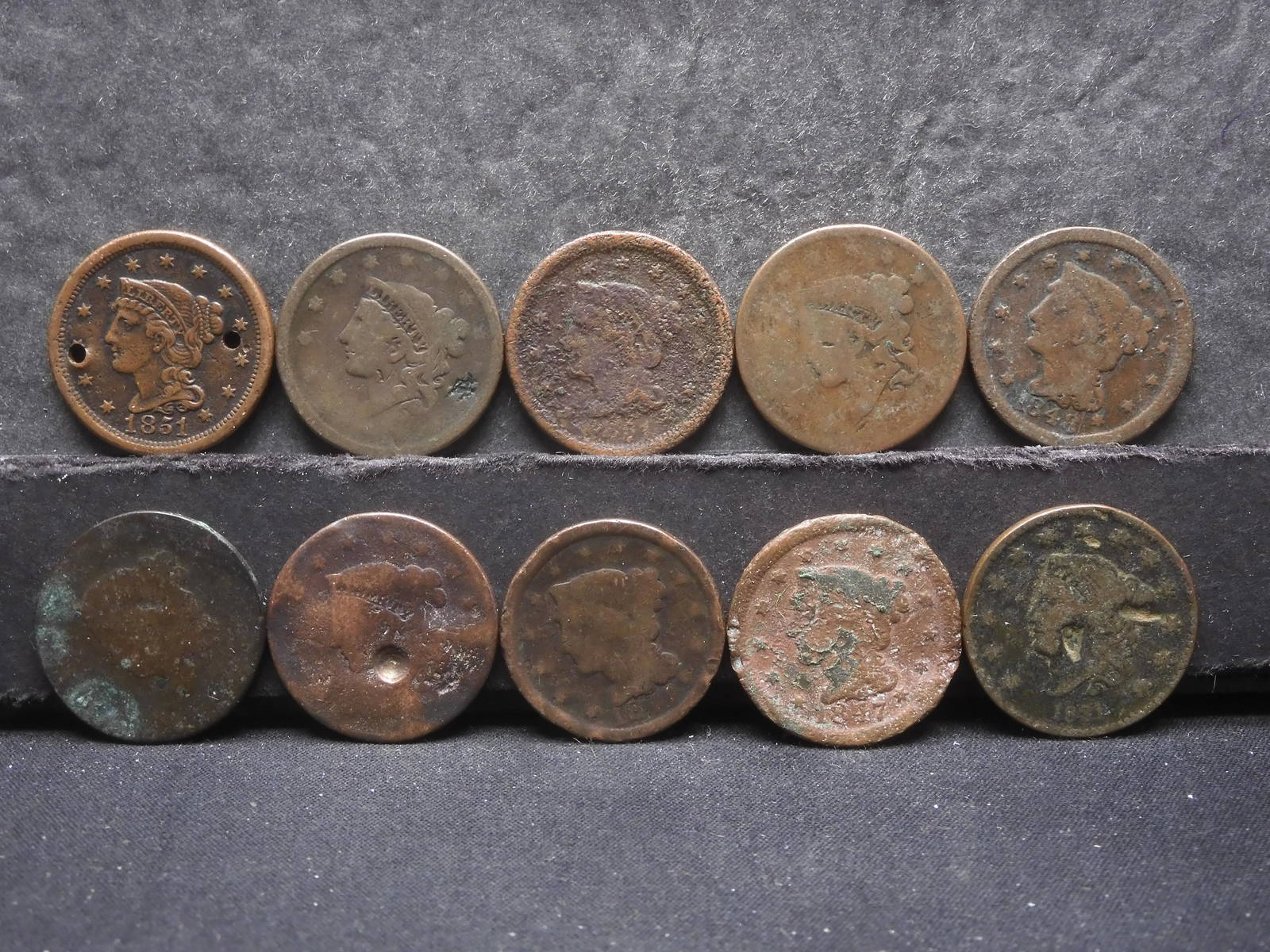 10 Cull Large Cents. Auction