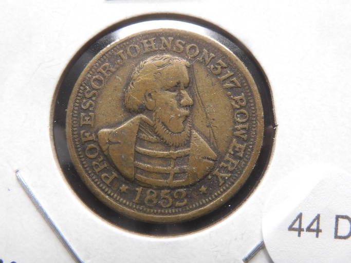 1852 Professor Johnson Token. Starch Polish. Rare.
