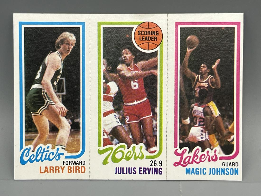 1980 Topps Larry Bird Rookie & Magic Johnson Rookie With Julius Erving ...