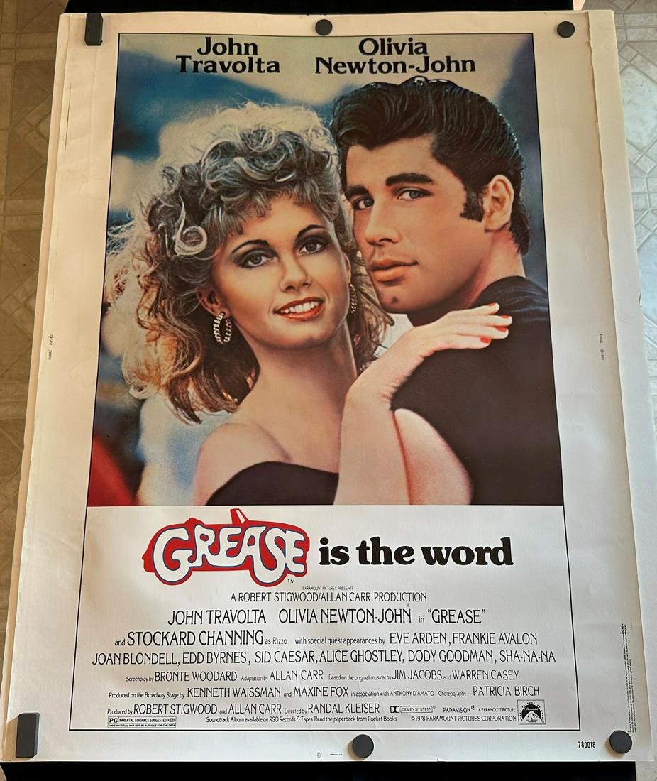 1978 Original Grease Movie Poster - Rare Theater Lobby First Release ...