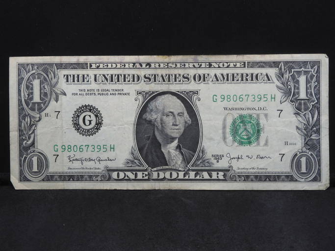 Joseph W. Barr Series 1963 B $1.00 Federal Reserve Note