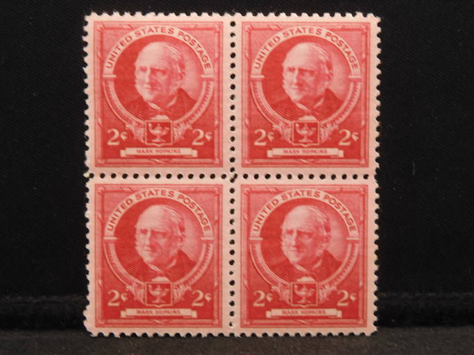 1940 Famous Americans, Mark Hopkins 2 Cent Block Of 4 U.s. Stamps ...