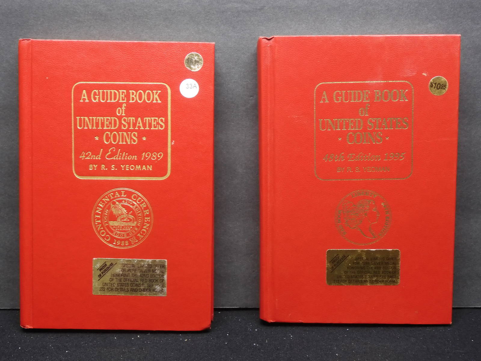 1989 And 95 Us Red Books. From Extensive Red Book Collection. +new. Auction