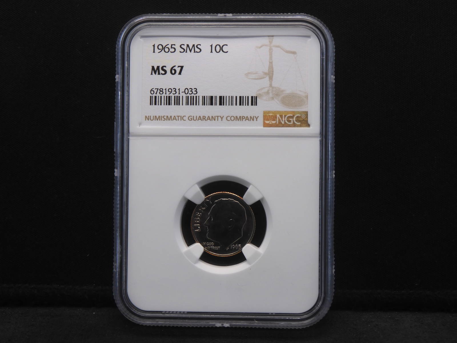 1965 Sms Special Mint Set Roosevelt Dime - Ngc Ms67 Auction