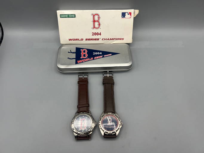 2004 Boston Red Sox World Series Champions Two Watches W/ Metal Case