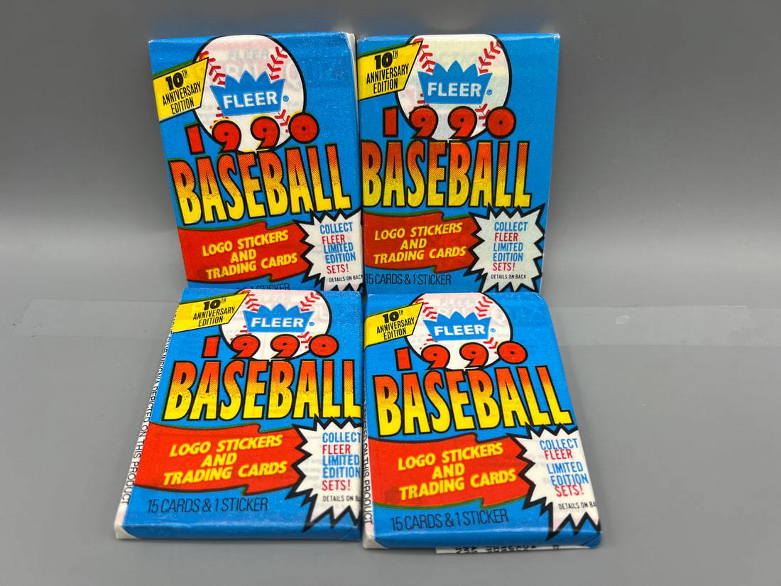 Lot Of 4 - 1990 Fleer Unopened Baseball Wax Packs Auction