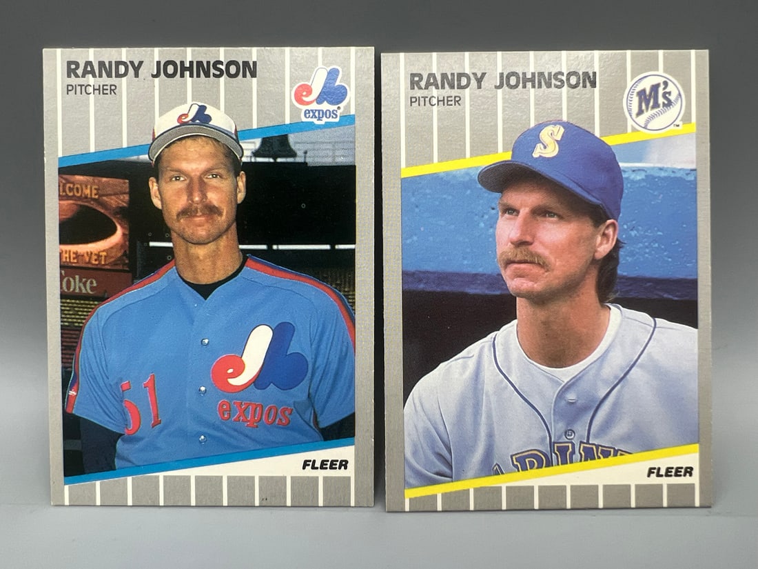 1989 Fleer Randy Johnson Rc #381 & 1989 Fleer Update Randy Johnson Rc # ...