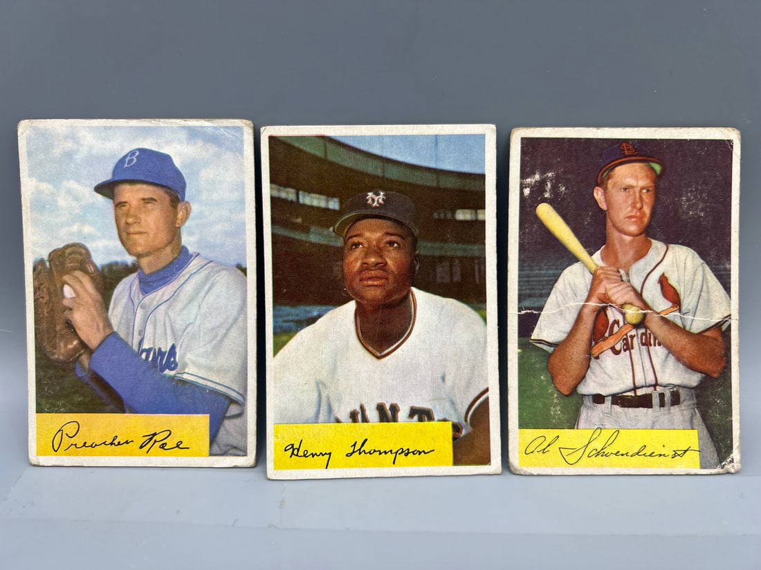 1954 Bowman Baseball Preacher Roe, Hank Thompson And Al "red ...