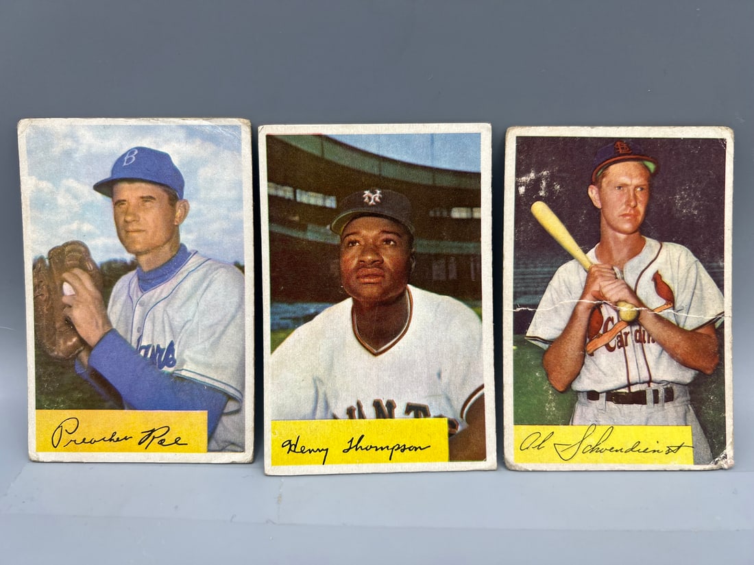 1954 Bowman Baseball Preacher Roe, Hank Thompson And Al "red ...