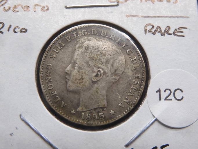 1895 Puerto Rico 20 Centavos. Rare. Nice Filler.