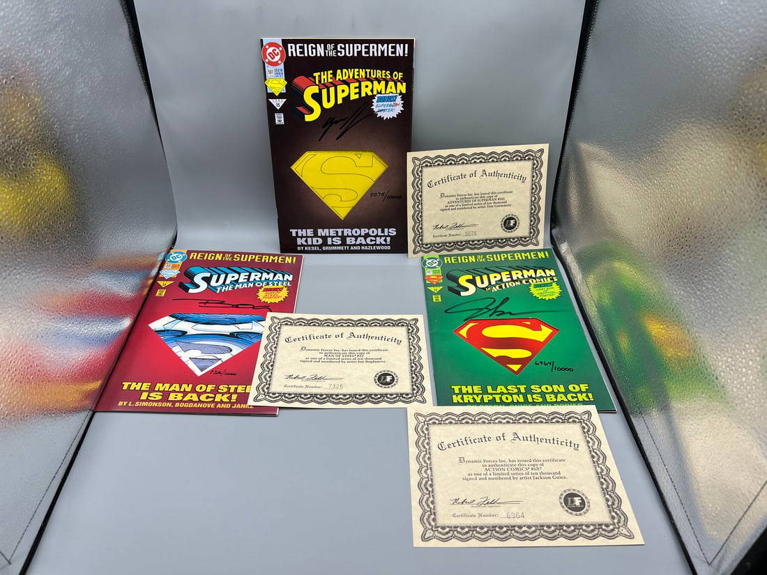 Superman Die Cut Cover Lot Of 3 Special Edition Autographed Comics With ...