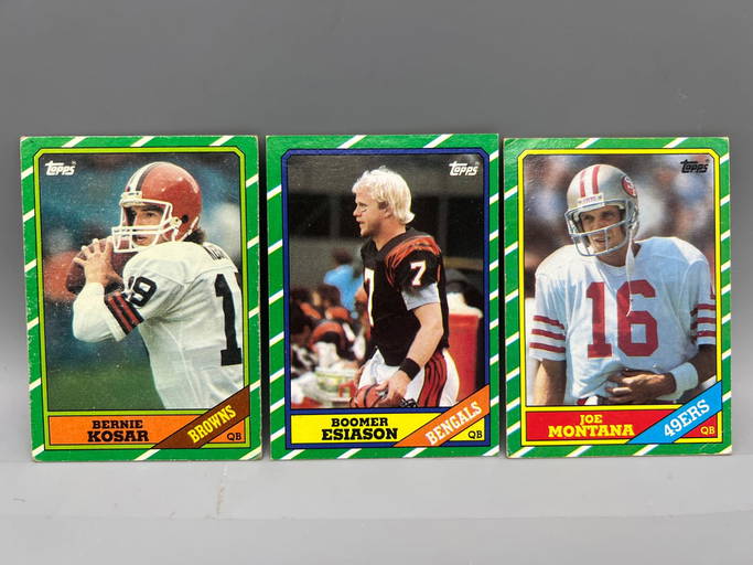 Lot Of (3) 1986 Topps Football Cards Montana, Esiason (rc) And Kosar 