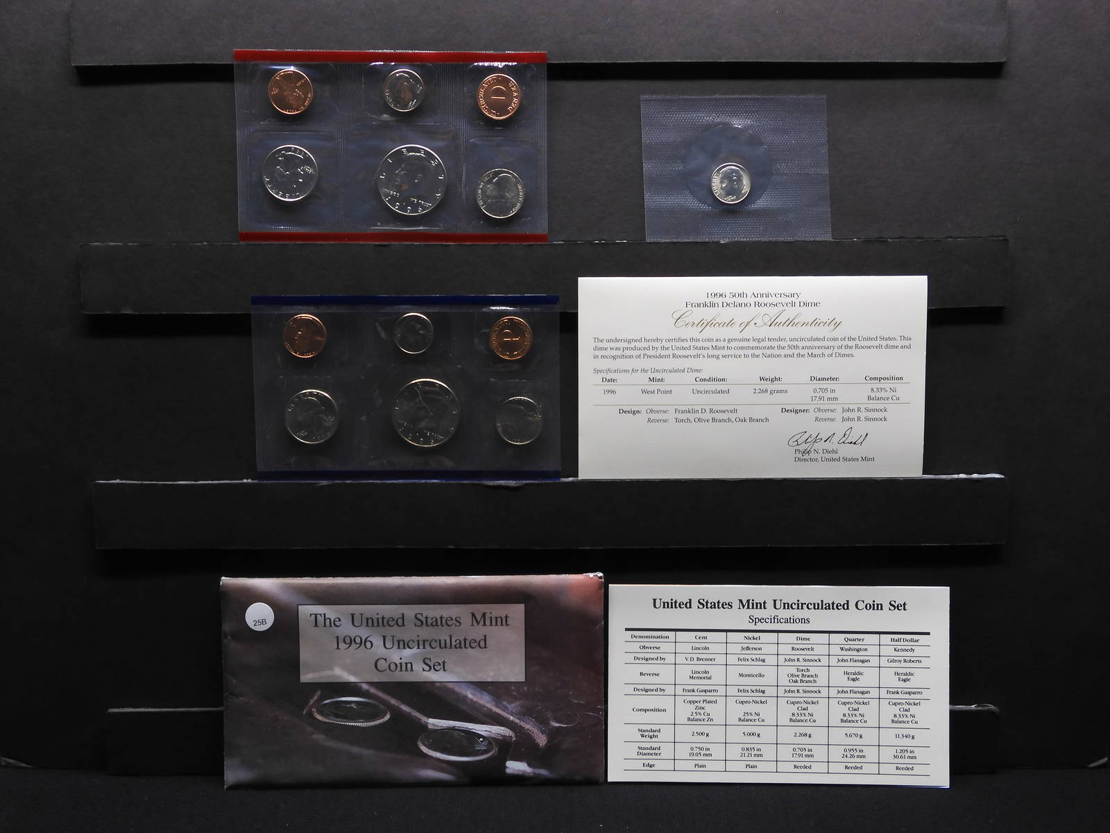 1996 Us Unc Coin Set W/ P & D Mint Marks And Dime Auction