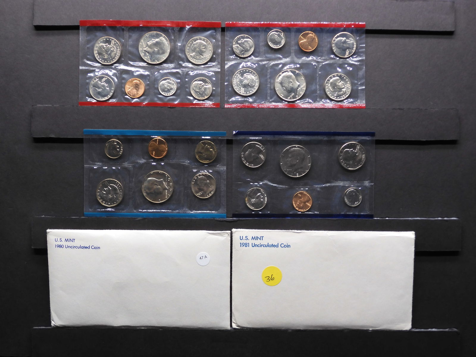 1980 And 1981 P/d/s Us Thirteen Coin Mint Sets In Original Packages ...