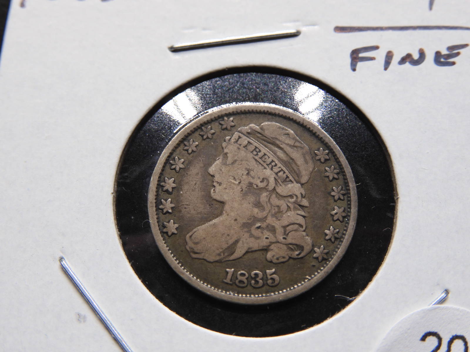 1835 Capped Bust Dime. Fine. Auction