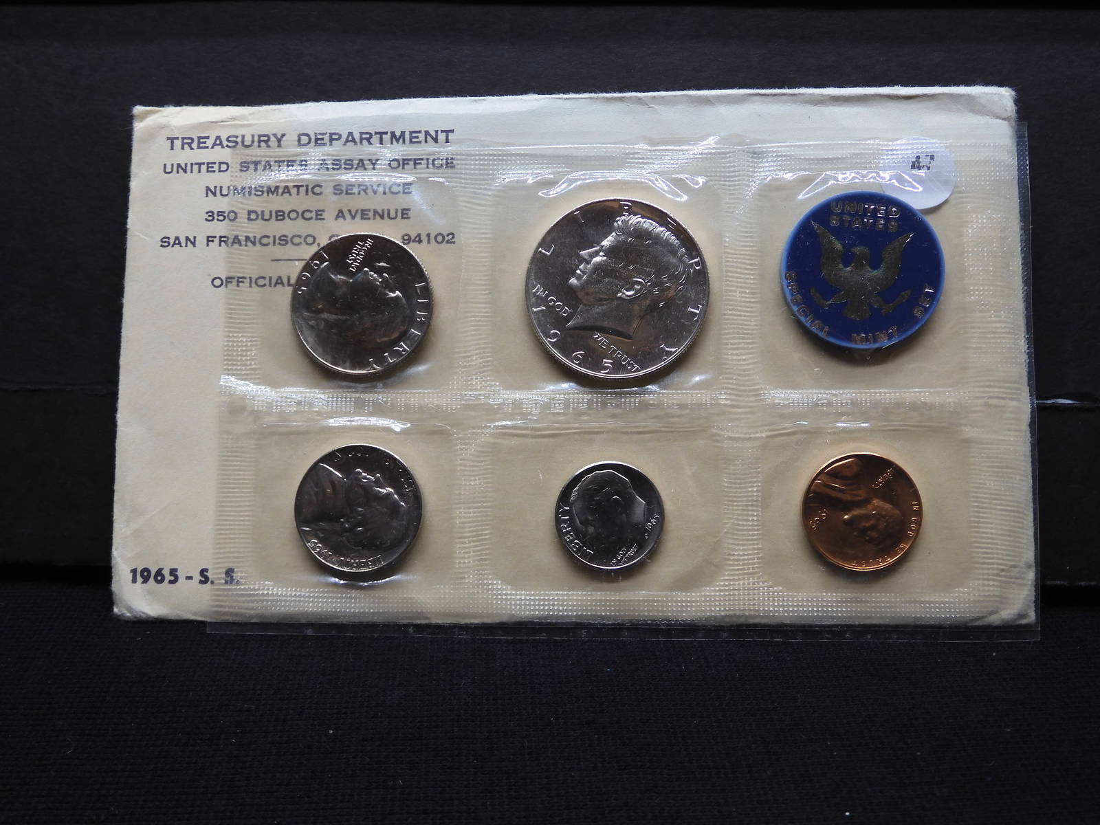 1965 5 Coin Special Mint Set. Coins Have Proof Like Surfaces. Silver ...