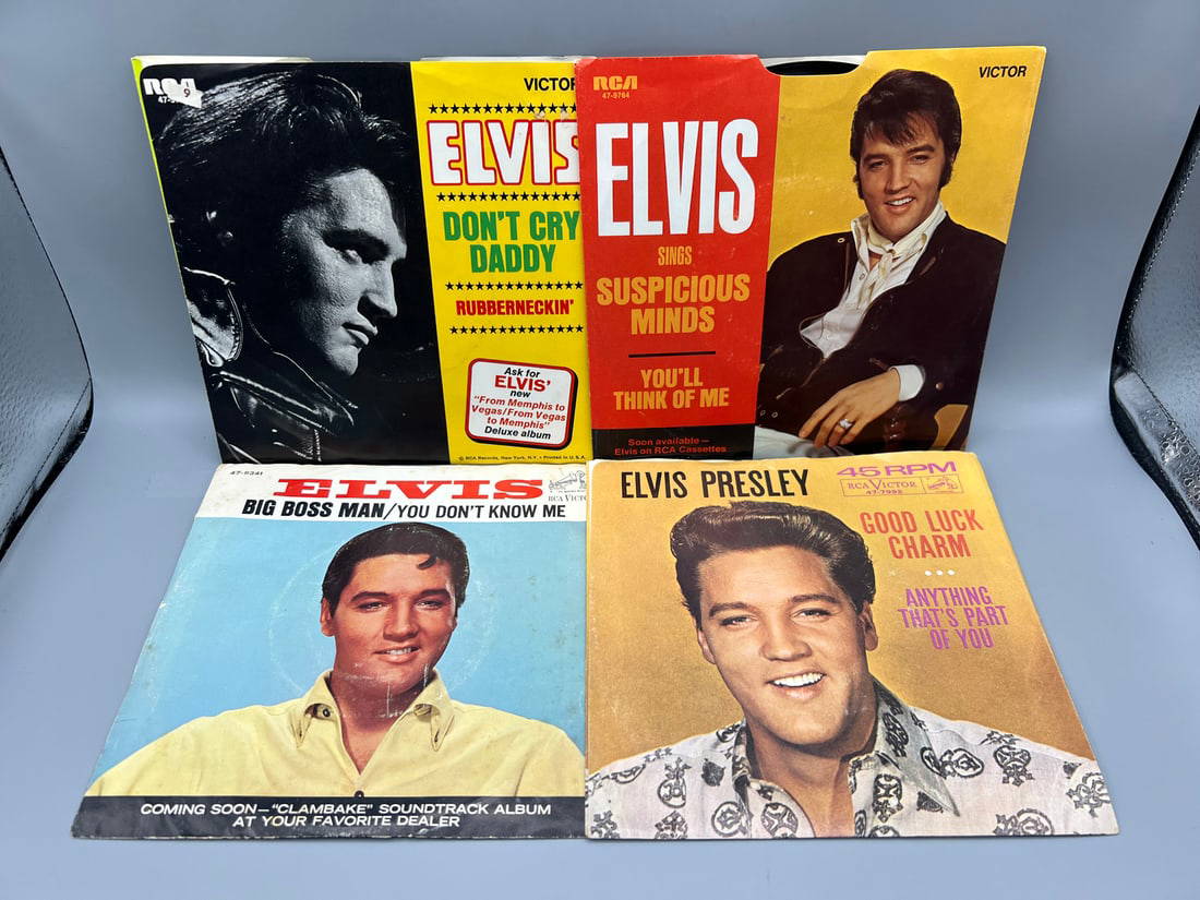 Lot Of (4) Elvis Presley 7?? 45 Rpm Records With Picture Sleeves: Good ...