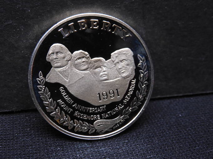 1991 S Silver Proof Mount Rushmore 50th Anniversary Commemorative ...