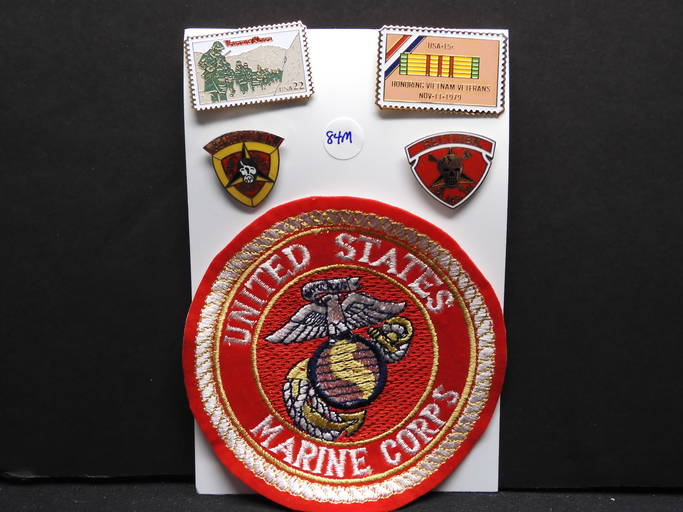 5 Piece Usmc Pin And Patch Set