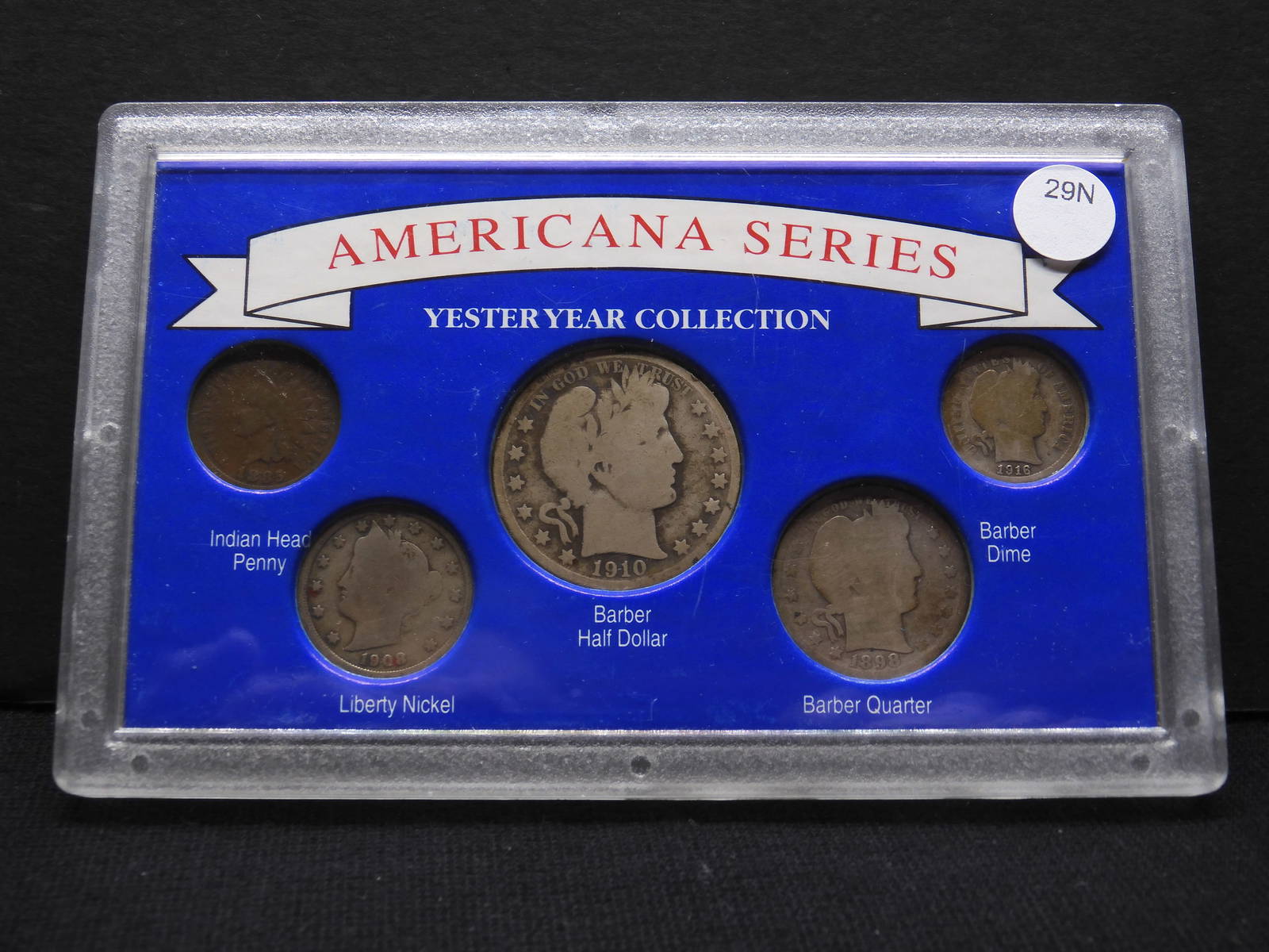 Americana Series Yesteryear 5-piece Coin Collection. Barber 1/2, 1/4 ...