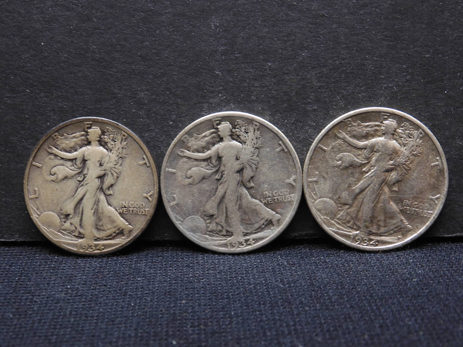 1934 1934-d 1934-s Semi-key Date Walking Liberty Half Dollars. Auction