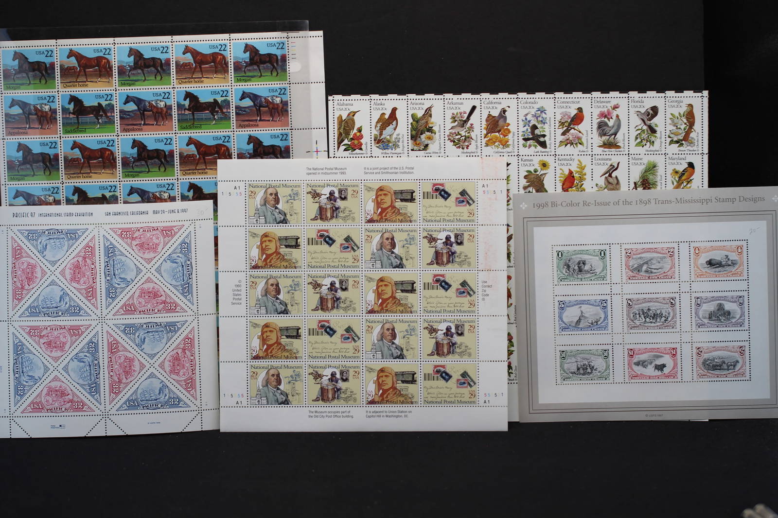 Folder With 5 Uncut Mint U.s. Stamp Sheets Auction