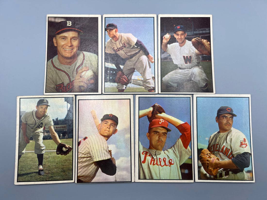 Lot Of (7) 1953 Bowman Color Baseball Cards - Varying Conditions Auction