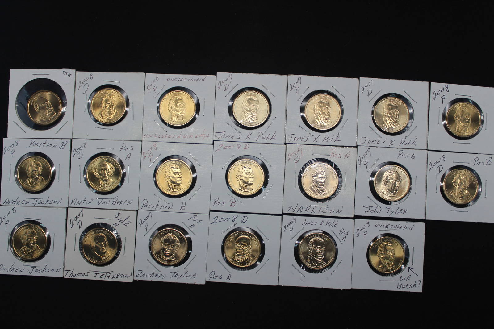 20 Presidential Dollars Carded High Grade Auction