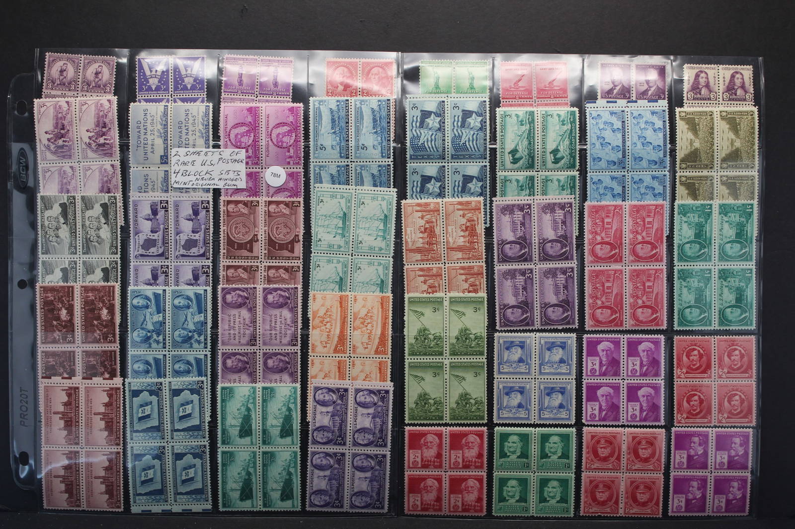2 Sheets Of U.s. Four Block Stamps Auction