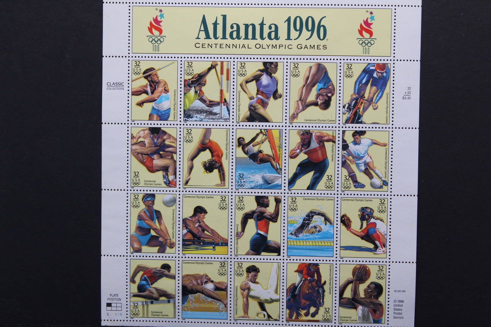 Sheet Of 1996 Atlanta Stamps Auction
