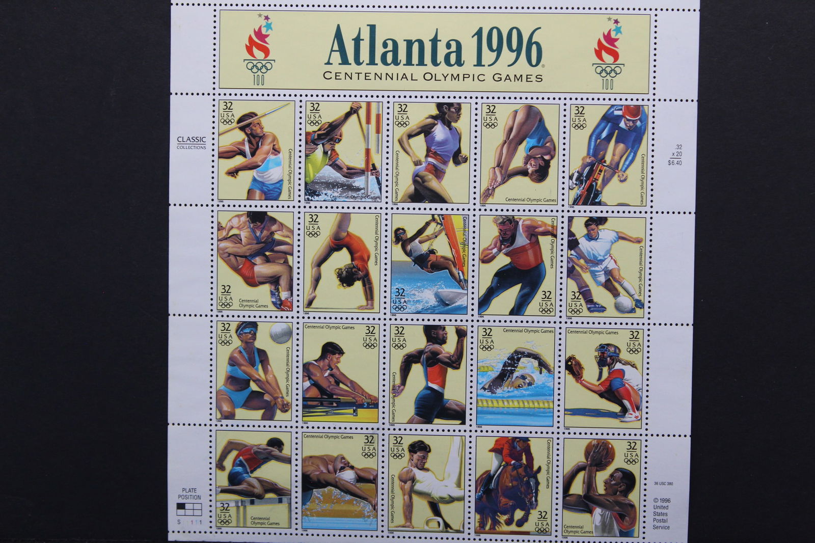 Sheet Of 1996 Atlanta Stamps Auction