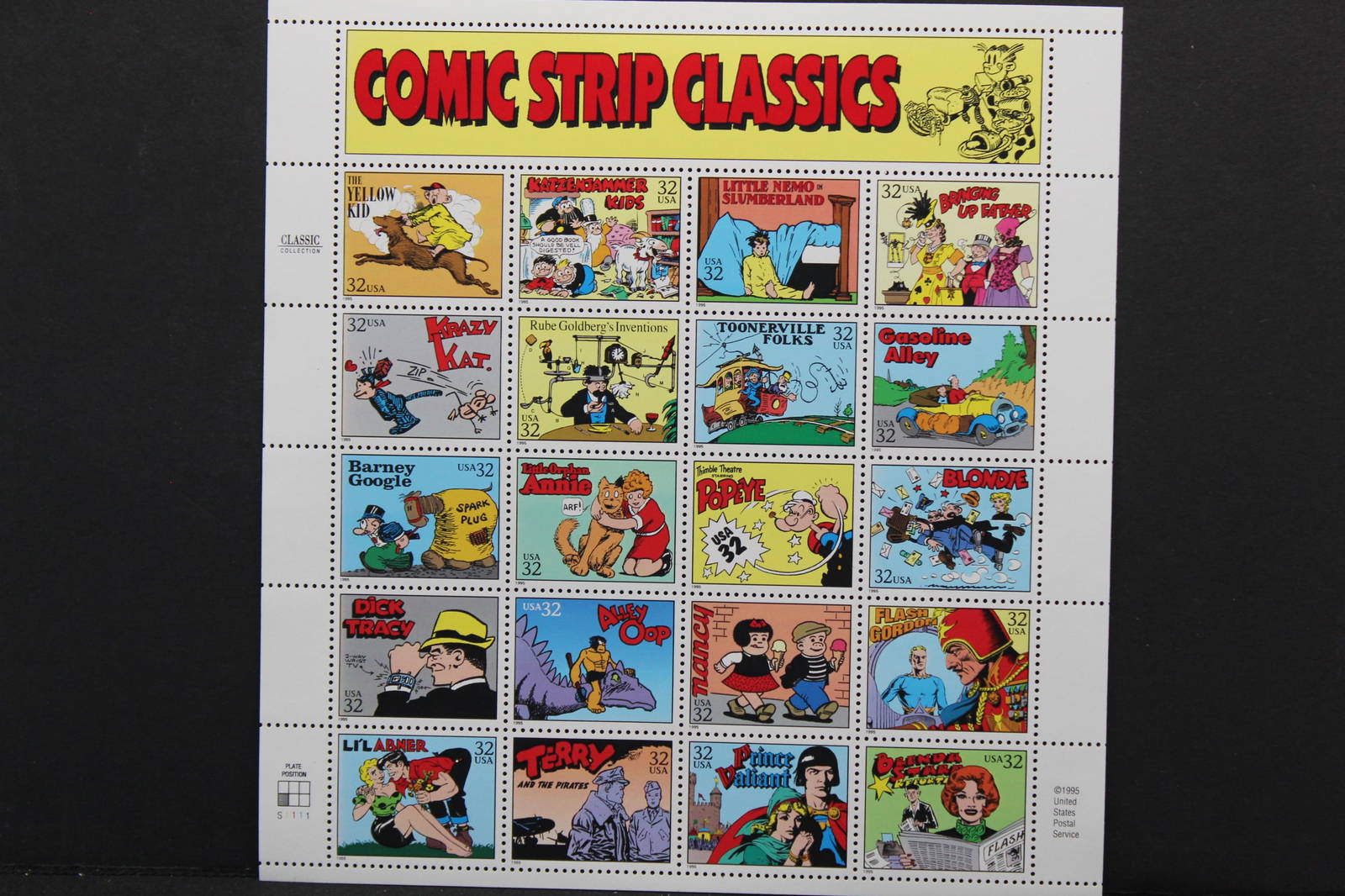 Sheet Of Comic Strip Stamps Auction