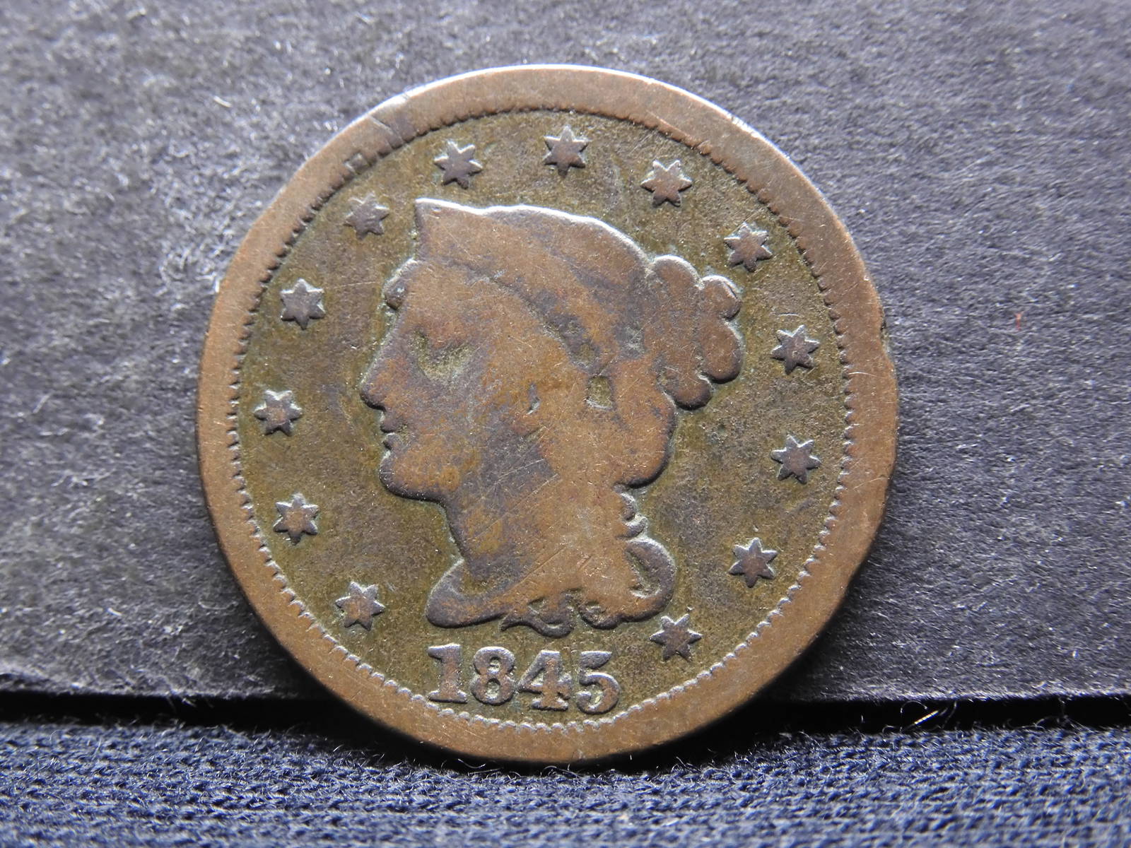 1845 Braided Hair Large Cent Auction
