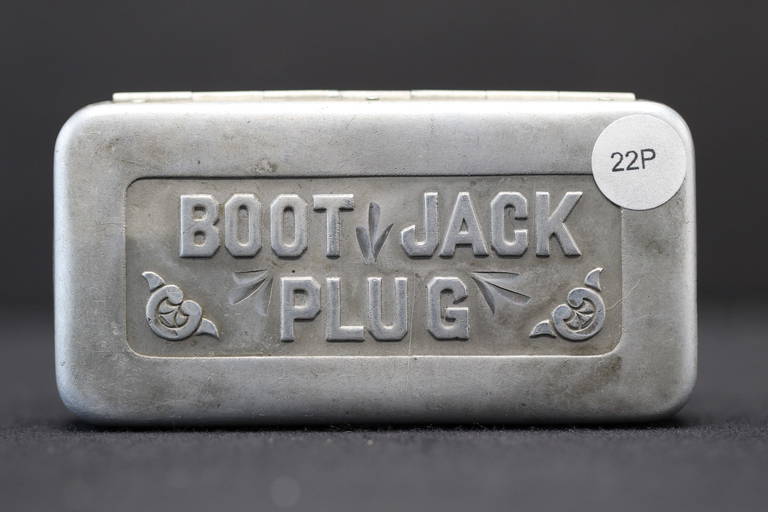 Vintage John Finzer & Bros. Boot Jack Plug Chewing Tobacco Metal Box