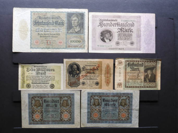 7 Different German 1920s Inflation Notes. Millions Of Marks! Nice ...