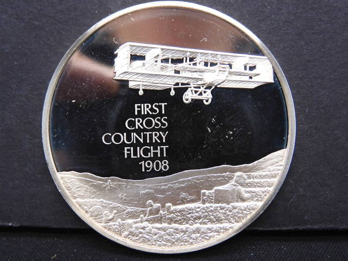 First Cross Country Flight 1908 37 Gram Sterling Silver Round