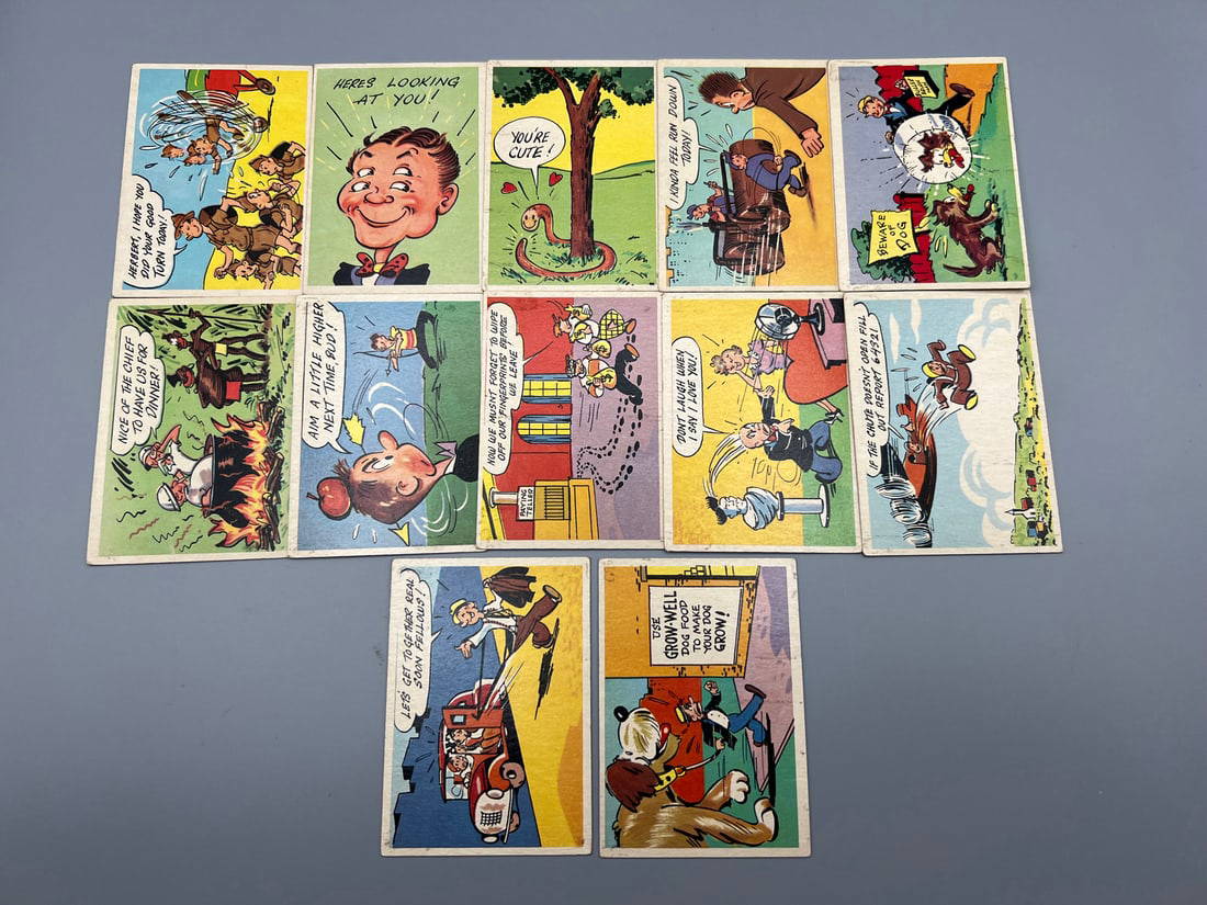 Lot Of (12) 1957 Topps Goofy Series Postcards - Varying Conditions Auction