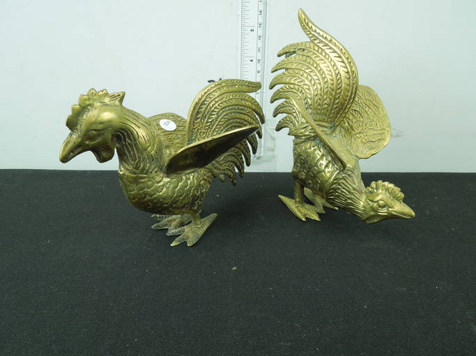 Rooster & Hen Brass Chickens