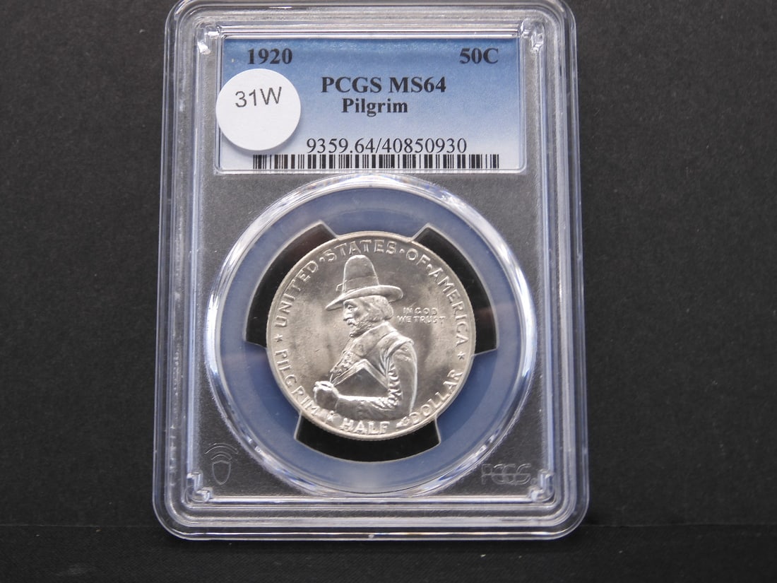 1920 Pilgrim Tercentenary Commemorative 50c Silver Coin Pcgs Graded ...